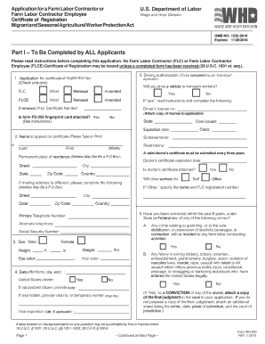 Fillable Online dol Application for a Farm Labor Contractor or Farm ...
