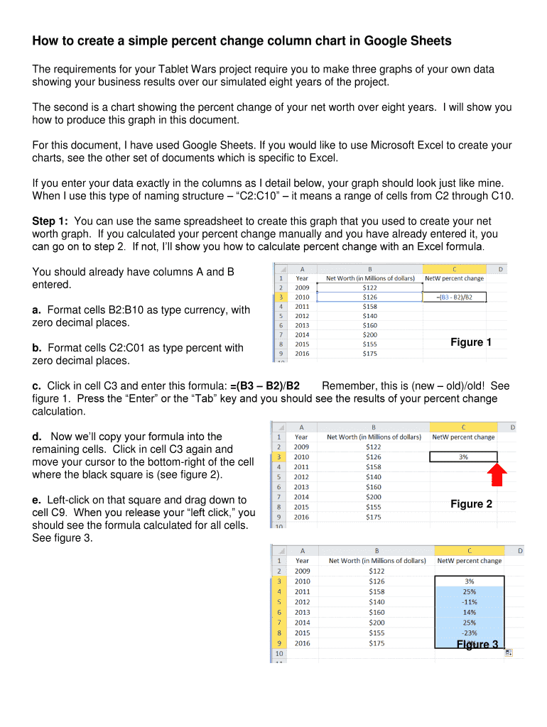 Fillable Online How to create a simple percent change column chart in ...