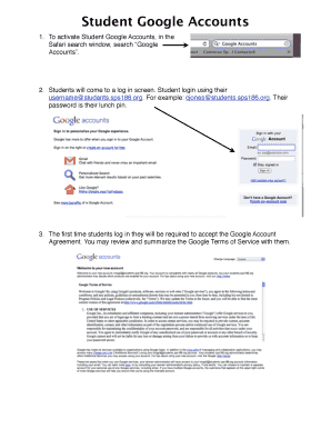 Fillable Online sps186 Student Google Accounts Fax Email Print - pdfFiller