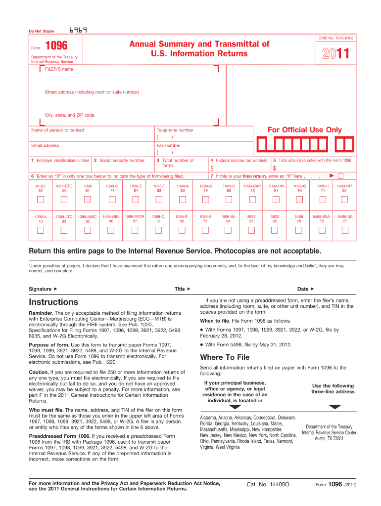 Fillable Online irs Annual Summary and Transmittal of US Information ...