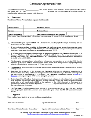 Fillable Online cpcc Contractor Agreement Form - CPCC Fax Email Print ...