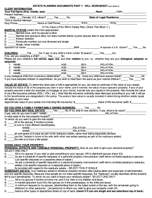 Fillable Online 2id korea army Will Worksheet - Simple - 2nd Infantry ...