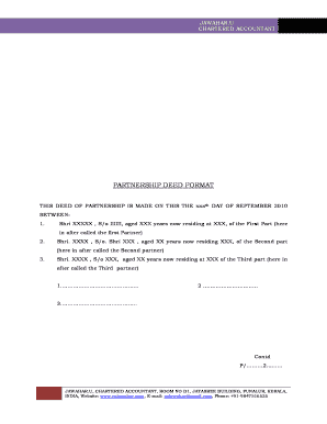 Fillable Online Partnership Deed Format Fax Email Print - pdfFiller