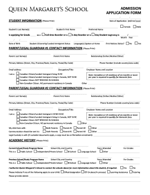 Fillable Online ADMISSION APPLICATION FORM - Queen Margaret's School ...