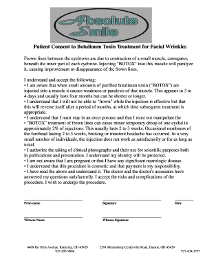 Fillable Online Patient Consent to Botulinum Toxin Treatment for Facial ...