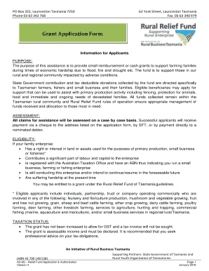 Fillable Online ruralbusinesstasmania org Grant Application Form ...