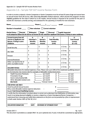 Fillable Online nationalservice Appendix C.6 - Sample FGP-SCP Income ...