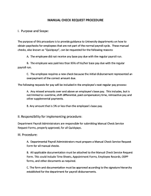 Fillable Online MANUAL CHECK REQUEST PROCEDURE Fax Email Print - pdfFiller