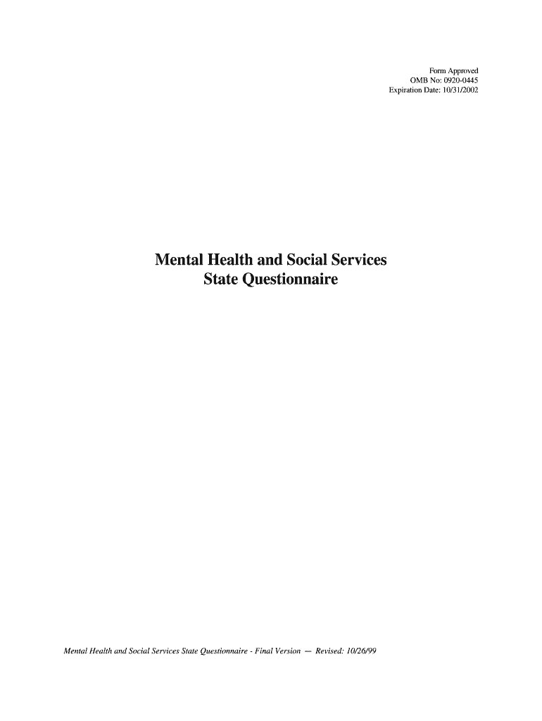 Fillable Online cdc Mental Health and Social Services State ...