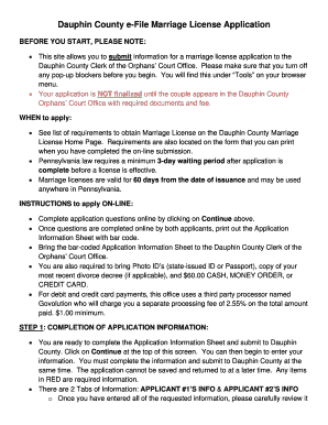 Fillable Online Dauphin County e-File Marriage License Application Fax ...