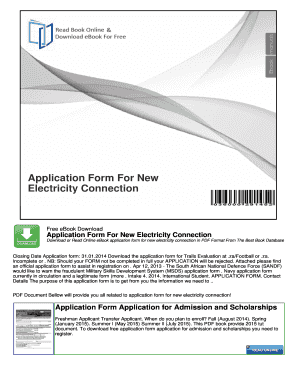 Fillable Online Application Form For New Electricity Connection ...