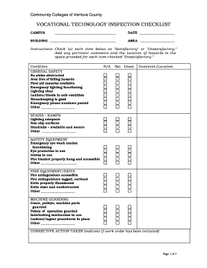 Fillable Online vcccd vocational technology inspection checklist ...