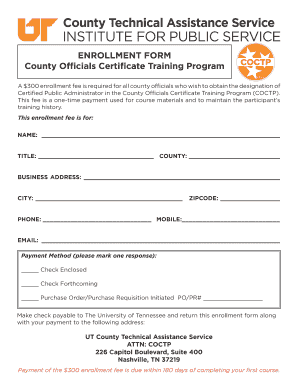 Fillable Online ctas tennessee REGISTRATION FORM - CTAS - University of ...