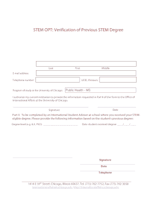Fillable Online internationalaffairs uchicago STEM OPT: Verification of ...