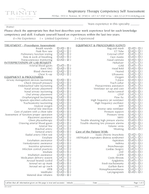 Fillable Online Respiratory Therapy Competency Self Assessment Fax ...