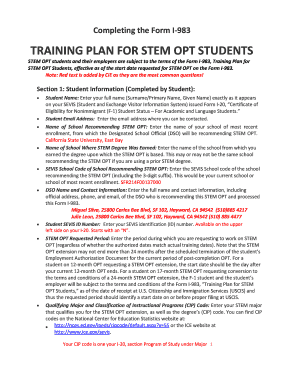 Fillable Online csueastbay training plan for stem opt students ...