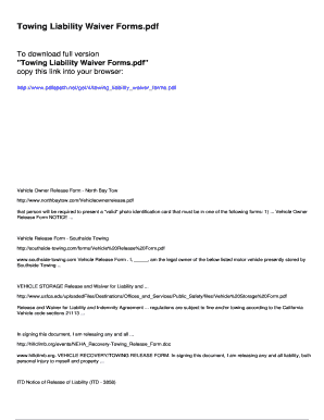 Fillable Online Towing Liability Waiver Forms - pdfslibforme.com Fax ...