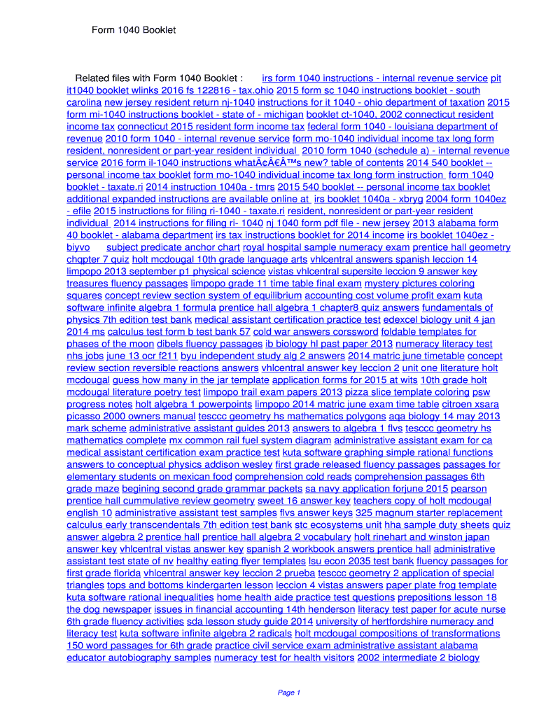 Fillable Online jrccf Form 1040 Booklet. Form 1040 Booklet Fax Email Print - pdfFiller