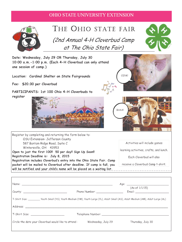 Fillable Online ohio4h OHIO STATE UNIVERSITY EXTENSION - ohio4h.org Fax Email Print - pdfFiller