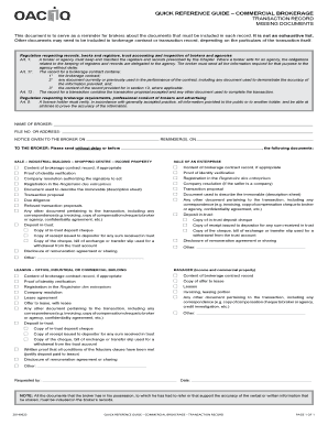 Fillable Online QUICK REFERENCE GUIDE COMMERCIAL BROKERAGE Fax Email ...