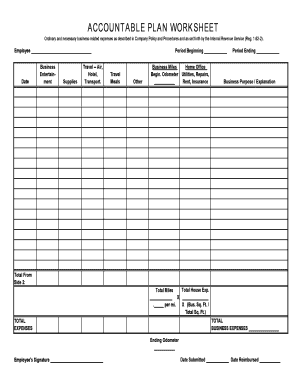 Fillable Online ACCOUNTABLE PLAN WORKSHEET - cpassociatesltd.com Fax ...