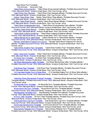 Fillable Online iqwz Talent Show Form Template. Talent Show Form Template Fax Email Print ...