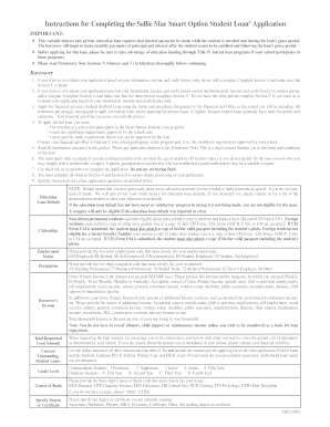 Fillable Online Instructions for Completing the Sallie Mae Smart Option Student Loan Application ...