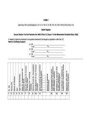 Fillable Online FORM 7 (See Rule 18(7) and Schedules II, III, IV, VI ...