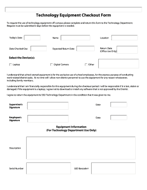 Fillable Online Technology Equipment Checkout Form Fax Email Print ...
