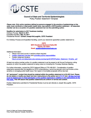 Fillable Online cste Policy Position Statement Template Fax Email Print ...