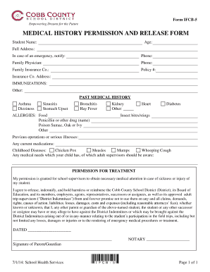Fillable Online cobbk12 Form IFCB-5 Empowering Dreams for the Future MEDICAL ... - cobbk12 Fax ...
