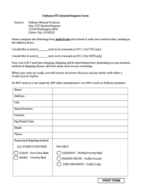 Fillable Online Fulltone ETC Rewind Request Form Fax Email Print ...