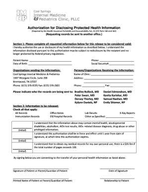 Fillable Online Authorization for Disclosing Protected Health Information Fax Email Print ...