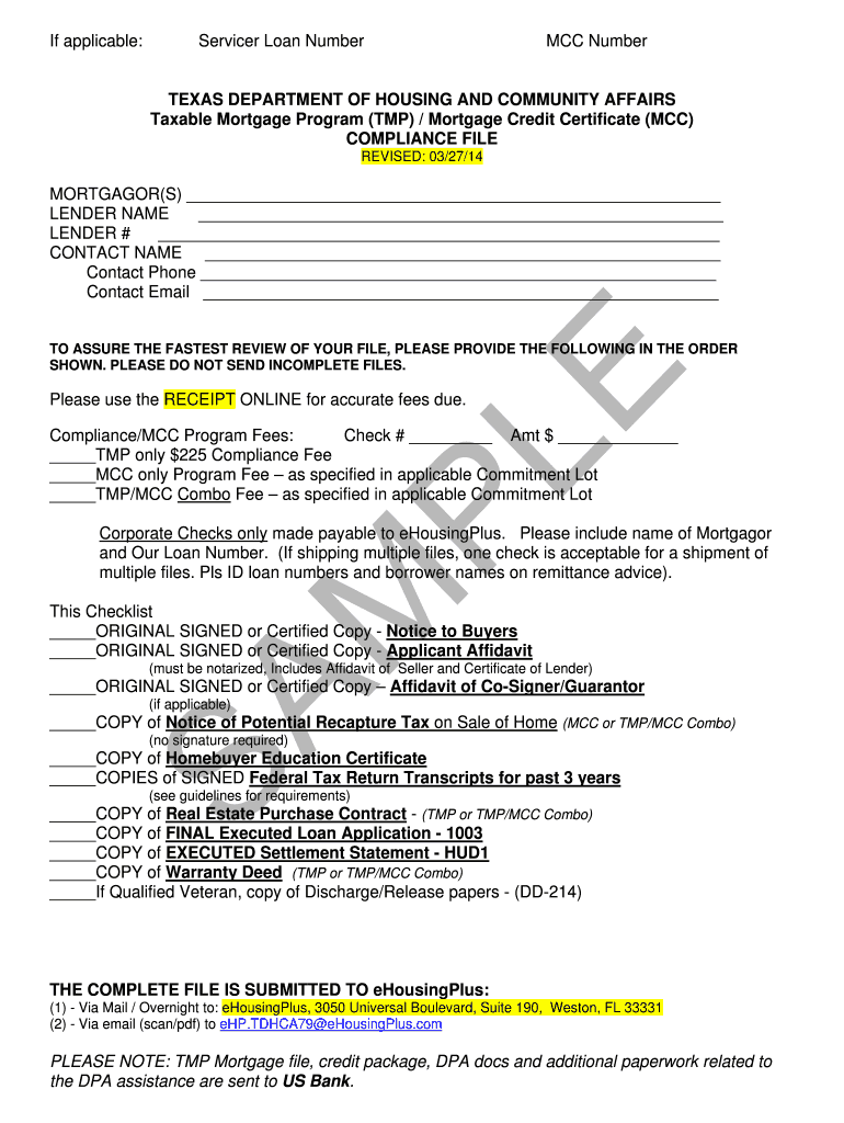 Fillable Online TDHCA all samples 4-11-2014 - EhousingPlus Fax Email ...
