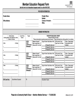 Fillable Online MEMBER EDUCATION REQUEST FORM Fax Email Print - pdfFiller
