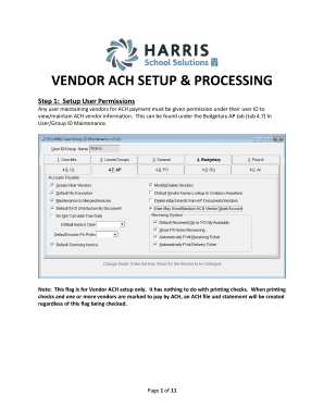 Fillable Online VENDOR ACH SETUP & PROCESSING Fax Email Print - pdfFiller