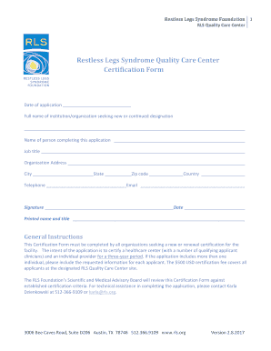 Fillable Online rls Restless Legs Syndrome Quality Care Center ...