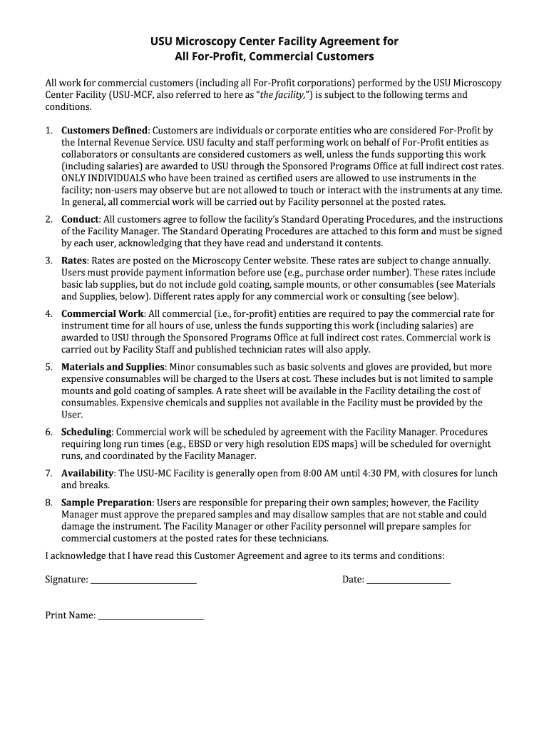Fillable Online Commercial User Agreement Fax Email Print - pdfFiller