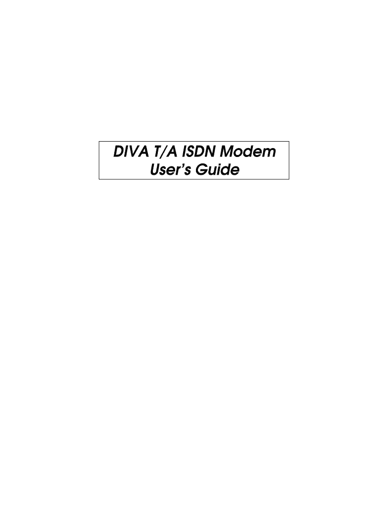 Fillable Online DIVA T/A ISDN Modem User's Guide Fax Email Print ...