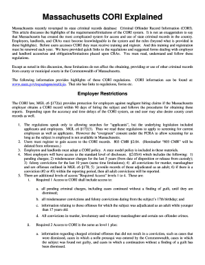 Fillable Online Massachusetts CORI Explained Fax Email Print - pdfFiller