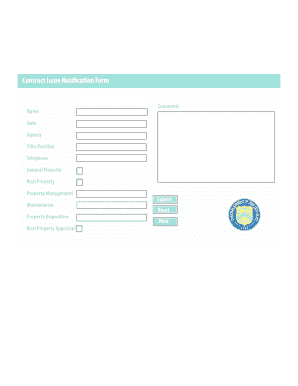 Fillable Online treasury Contract Issue Notification Form Fax Email ...