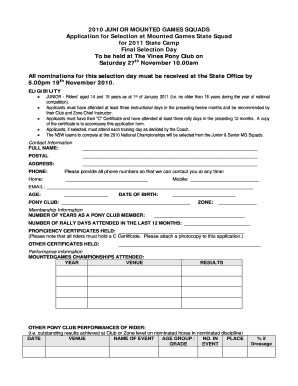 Fillable Online nsw ponyclubvic org Mounted Games application form - nsw.ponyclubvic.org.au ...