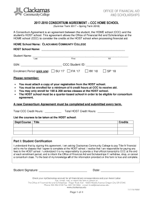 Fillable Online clackamas 17-18 Consortium Agreement CCC Home School ...