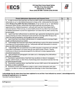 Fillable Online ECS Head Start Home Based Option 401 Mile of Cars Way ...