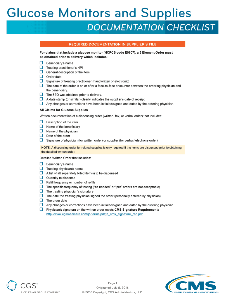 Fillable Online Glucose Monitors and Supplies Checklist. DME JB Fax ...