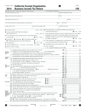 Fillable Online 2014 Form 109 -- California Exempt Organization ...