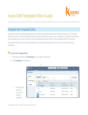 Fillable Online Kareo EHR Template Editor Guide Fax Email Print - pdfFiller