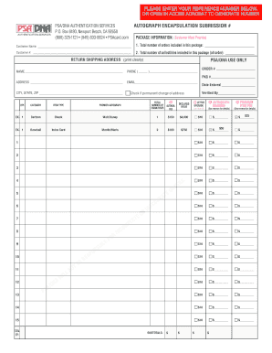 Fillable Online PSA/DNA AUTHENTICATION SERVICES AUTOGRAPH ENCAPSULATION ...