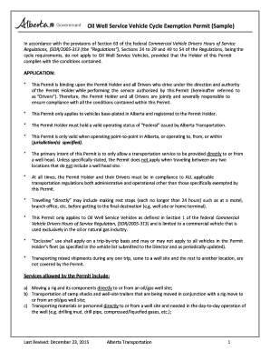 Fillable Online Oil Well Service Vehicle Cycle Exemption Permit (Sample ...