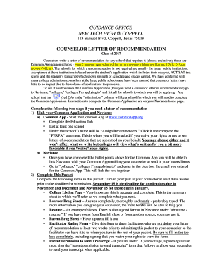 Fillable Online COUNSELOR LETTER OF RECOMMENDATION Fax Email Print ...